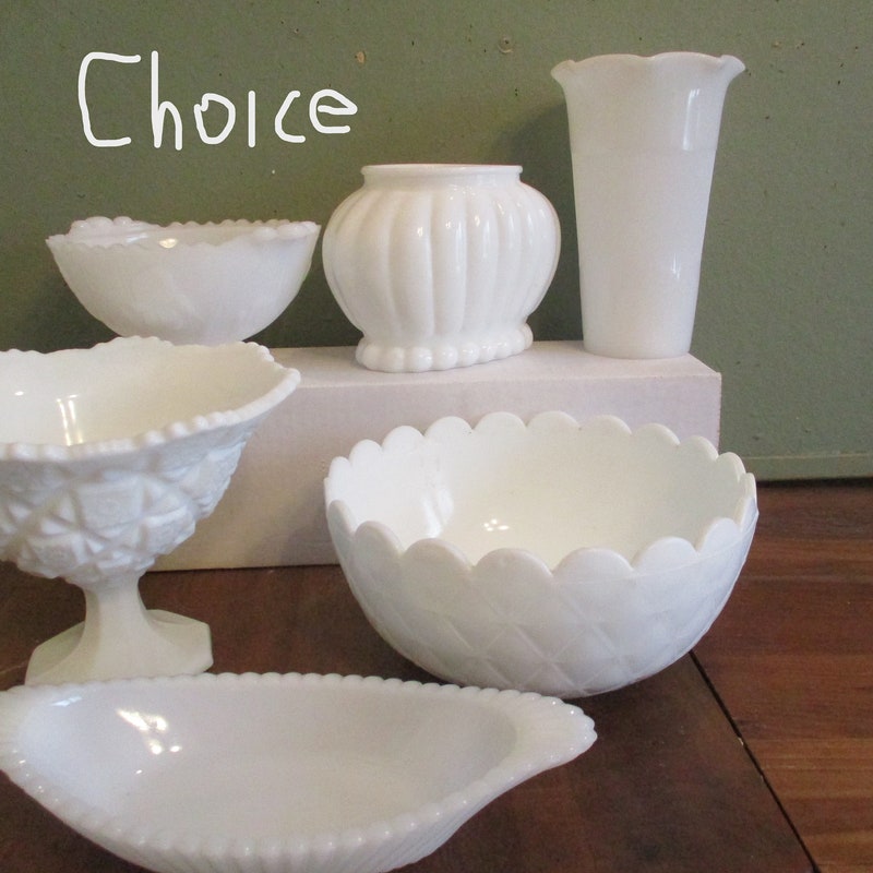 Milk Glass Bowls Vases - Etsy