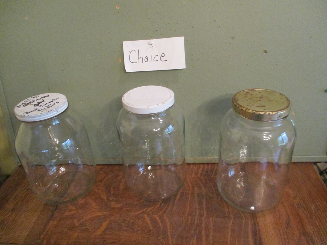 Gallon Glass Jar Metal Lid Refrigerator Pickles Vintage CHOICE - Etsy