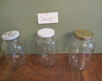 Glass Barrel Pickle Jar Metal Lid Vintage Choice Gallon Canister ...