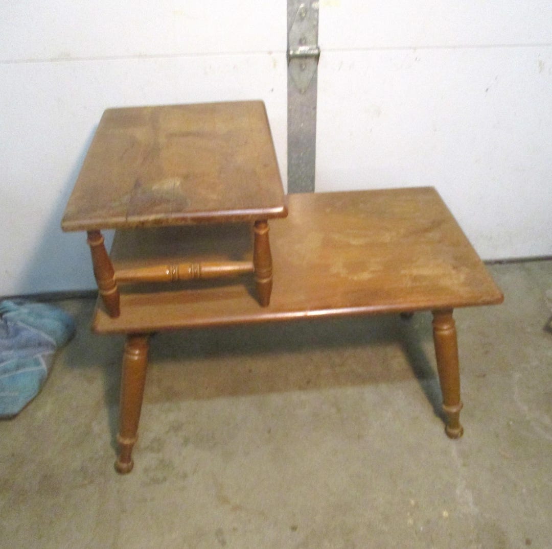 Step Side 2 Tiered Wood End Table Vintage Mid Century Modern PROJECT - Etsy