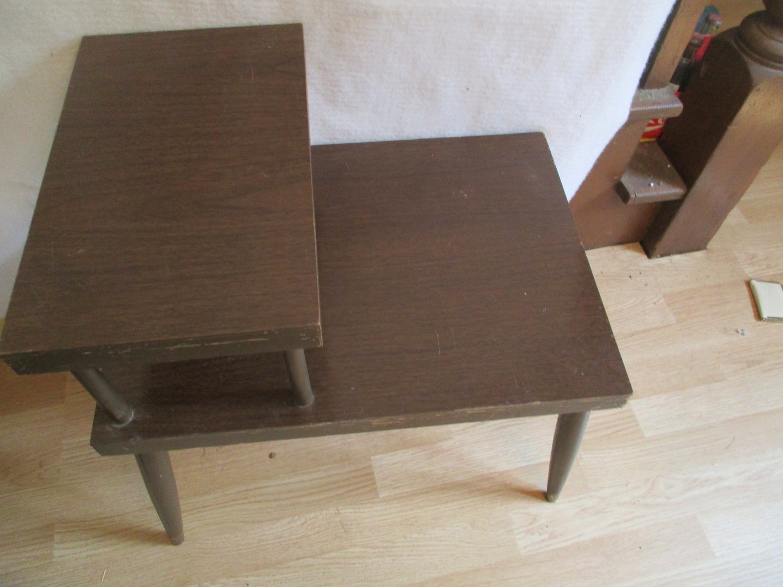 Step Side 2 Tiered Wood End Table Vintage Mid Century Modern | Etsy