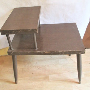 Step Side 2 Tiered Wood End Table Vintage Mid Century Modern - Etsy