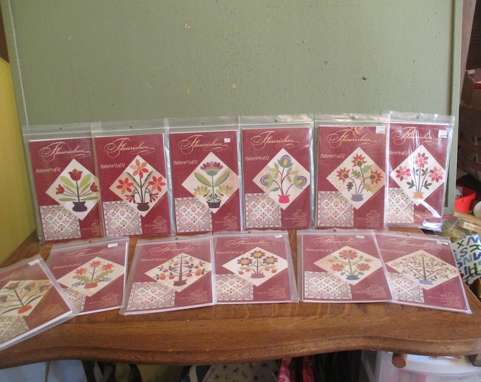 Quilt 12 Block Flourishes Flower Applique Patterns - Etsy