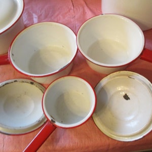 Enamel Red and White Vintage CHOICE Two Listings - Etsy