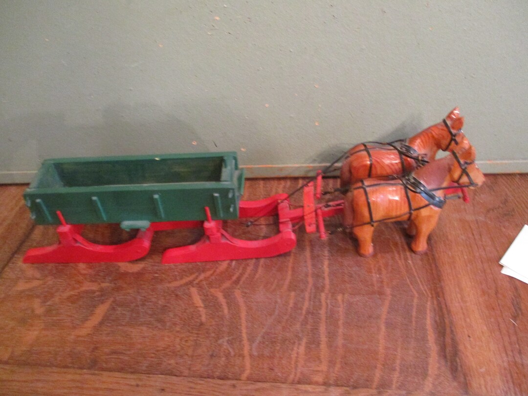Horse Drawn Bobsled Wagon Vintage Decor - Etsy