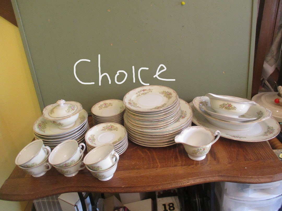 KIKUSUI China Plates Bowls Serving Vintage CHOICE Sets Floral Lace ...