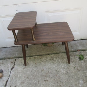 Step Side 2 Tiered Wood End Table Vintage Mid Century Modern - Etsy