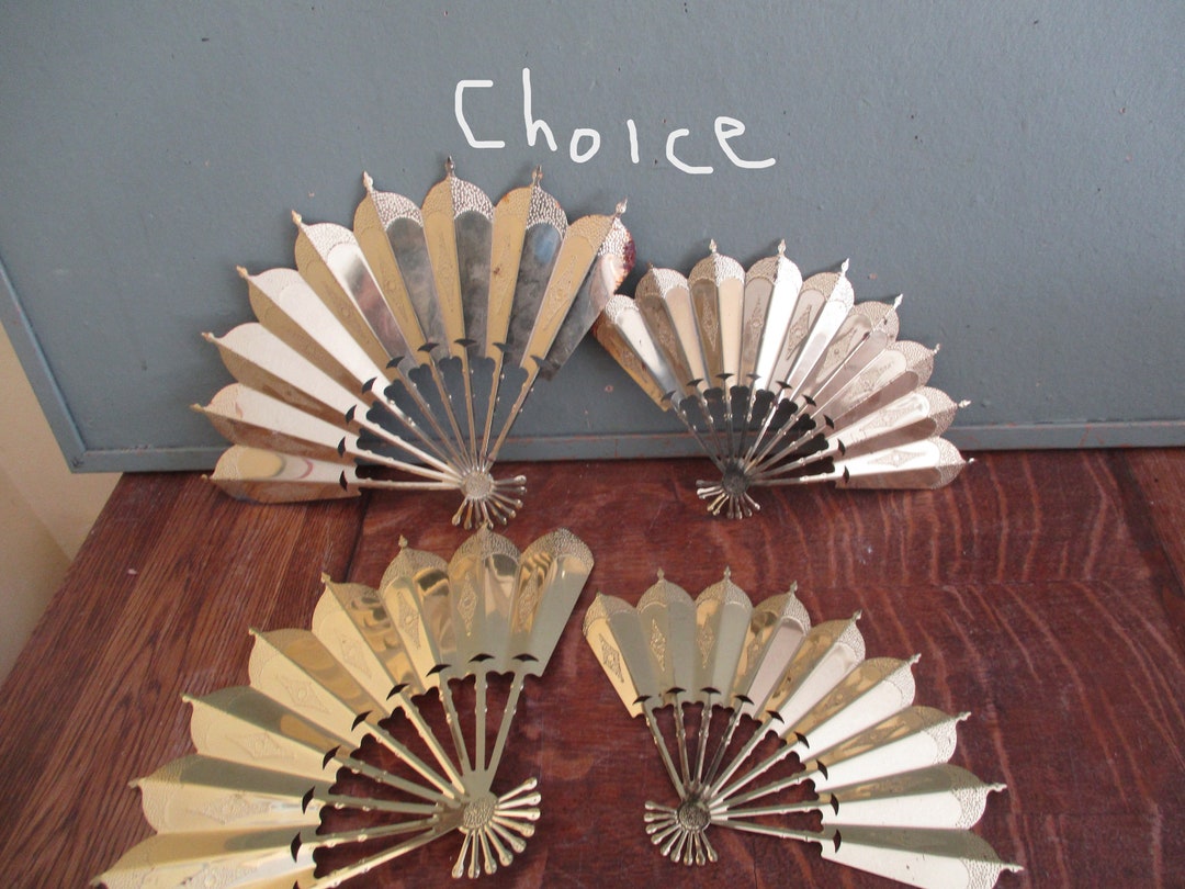 Metal Fans Gold Decor Homco Fans Set of 2 - Etsy