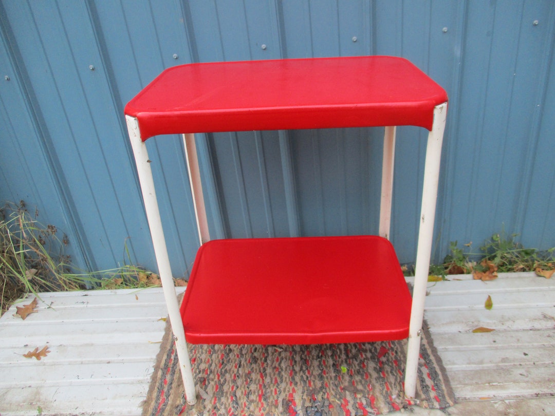 Red Metal Cart Vintage 2 Tiered Shipped Disassembled - Etsy