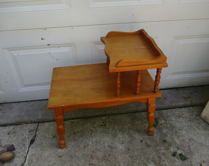 Step Side 2 Tiered Wood End Table Vintage Mid Century Modern - Etsy