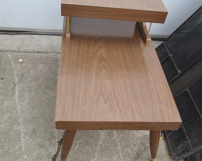 Step Side 2 Tiered Wood End Table Vintage Mid Century Modern - Etsy