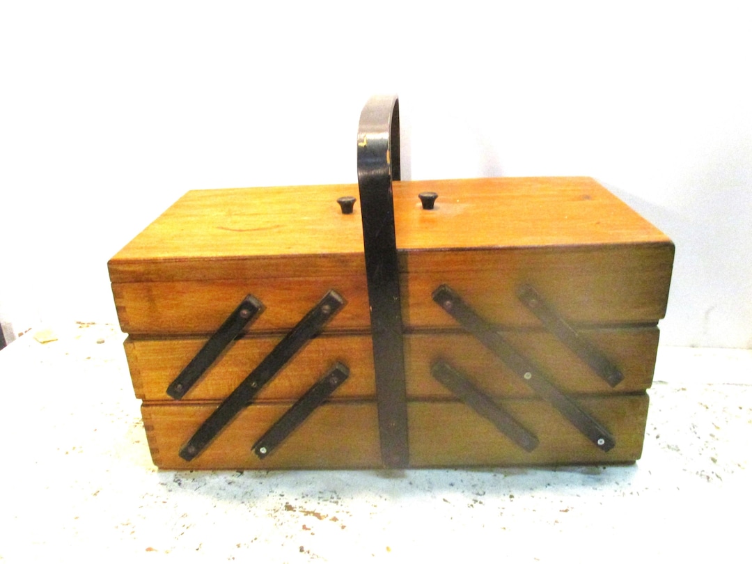 Sewing Box Accordion Fold Out Expandable Storage Vintage - Etsy