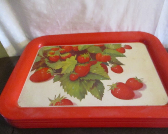 Strawberry Serving Tray Vintage Red Set of 4 - Etsy