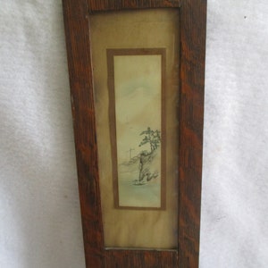 Oak Long Picture Frame 3 Different Scene Vintage or Antique 39 1/2 X 5 ...