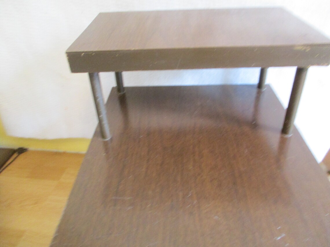 Step Side 2 Tiered Wood End Table Vintage Mid Century Modern | Etsy