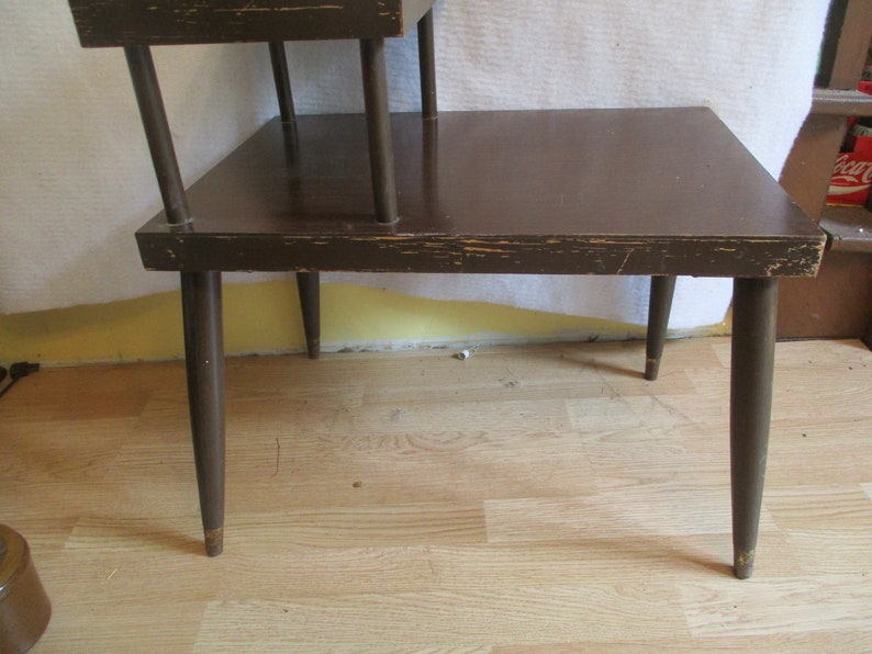 Step Side 2 Tiered Wood End Table Vintage Mid Century Modern - Etsy