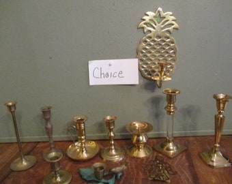 Vintage Brass Candlesticks Choice, Heavy Candle Holder, Brass Candle ...
