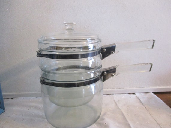 Pyrex Glass Double Boiler Vintage Scratched | Etsy
