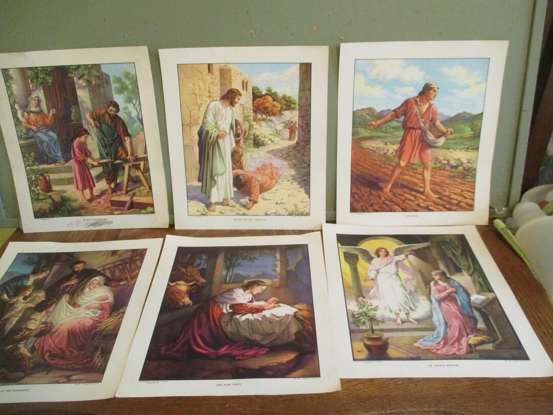 Religious Pictures Set of 6 Vintage 10 X 12 - Etsy