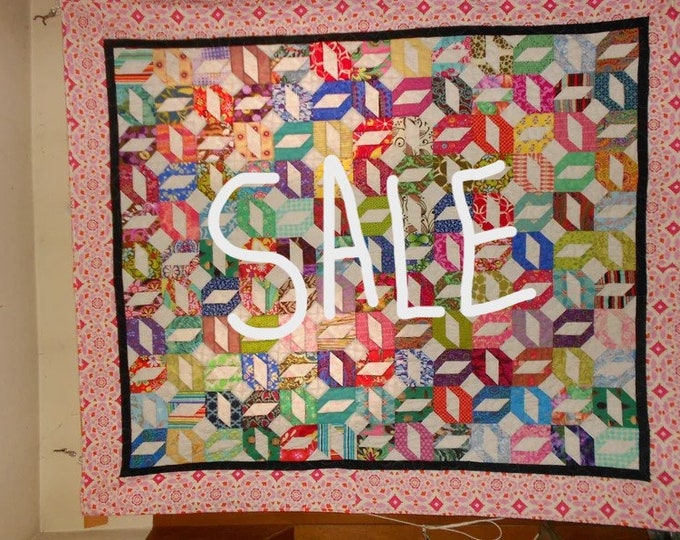 Colorful Queen Size Bed Quilt Double Free Spirit 23 Hand Made Minnesota ...