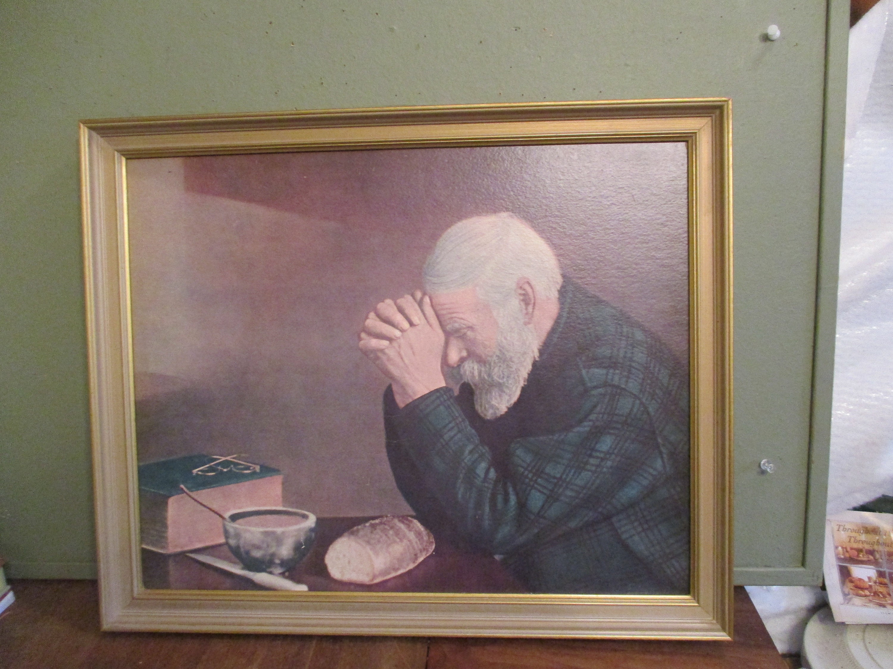 Print With Verse From Bible Man Praying Bread