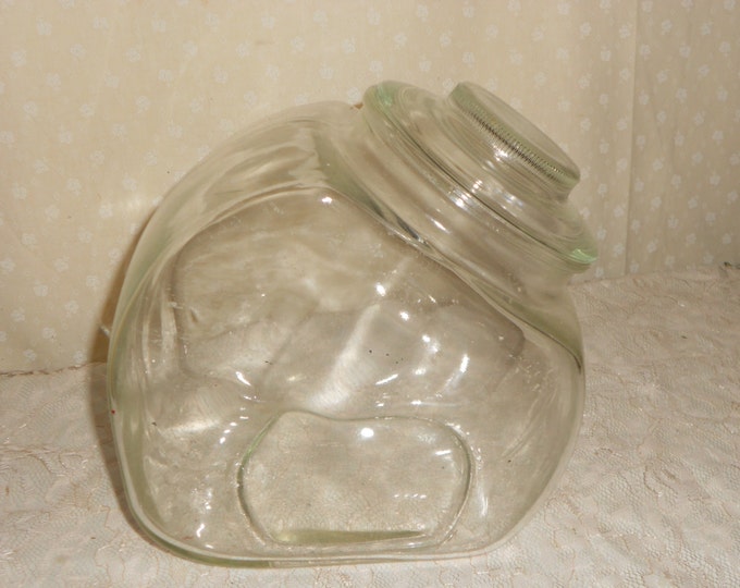 Slant Jar Glass Lid Container Display Vintage - Etsy