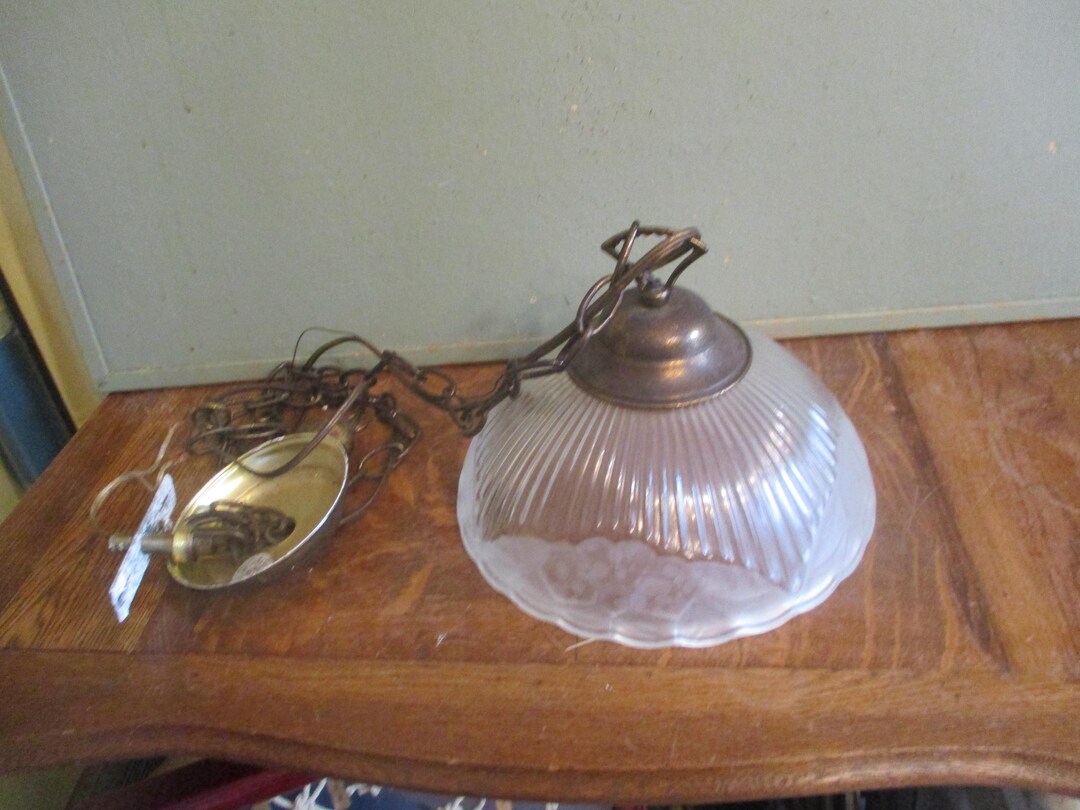 Light Fixture Ceiling Mount Glass Flower Shade Vintage - Etsy