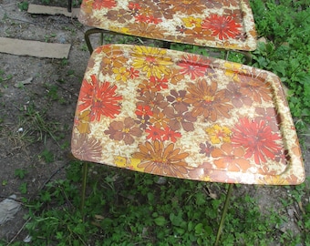 Metal TV Tray Folding Mid Century Modern Vintage Set of 2 - Etsy