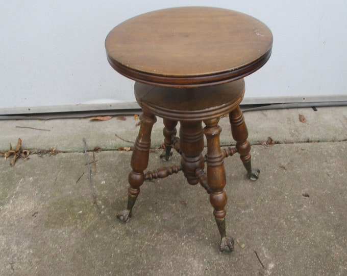 Antique A. Merriam & Co. Round Piano Stool Cast Iron and Wood ...