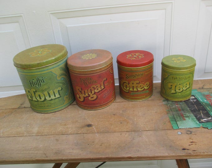 Ballonoff Metal Canisters Set of 4 Vintage - Etsy