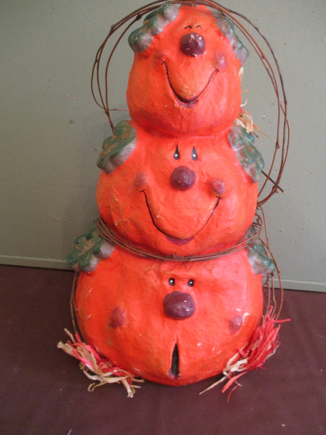 Pumpkin Cluster Stacked Halloween Fall Decor Vintage Paper Marche - Etsy
