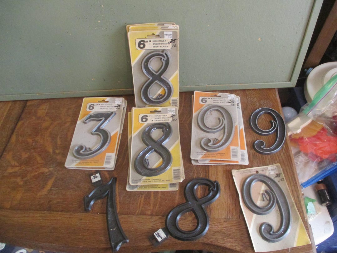 House Numbers 6" Tall Plastic Crafting Repurpose Vintage New Carded Lot ...