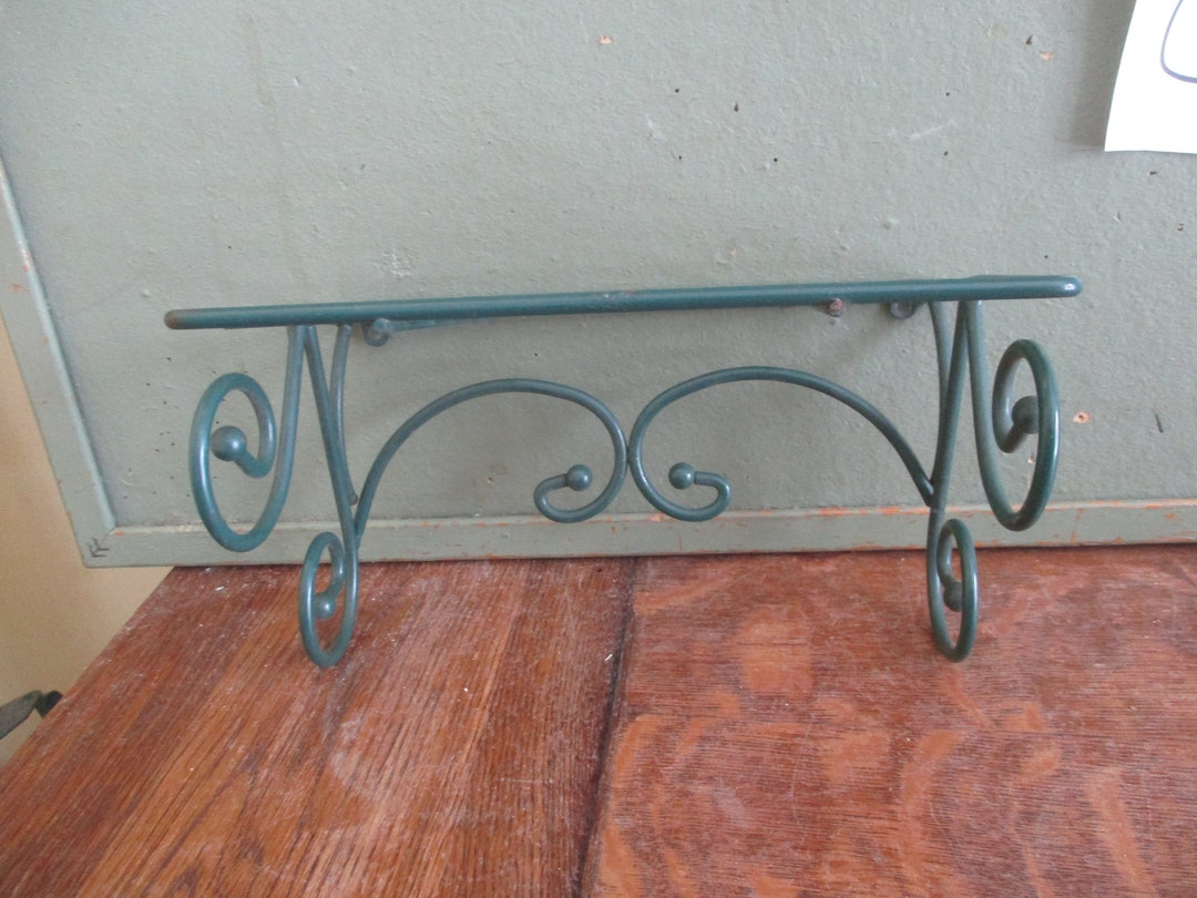 Shelf Green Metal Wall Vintage Display - Etsy