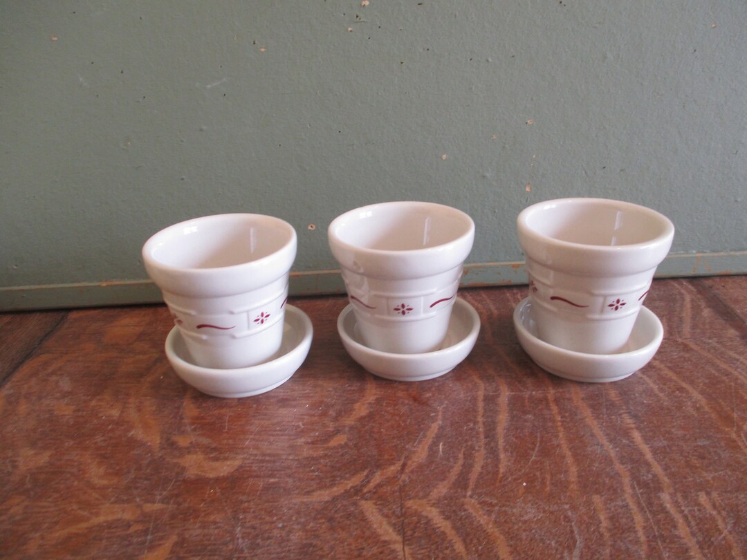 Longaberger Pottery Pots Set of 3 Made in Usa Vintage - Etsy