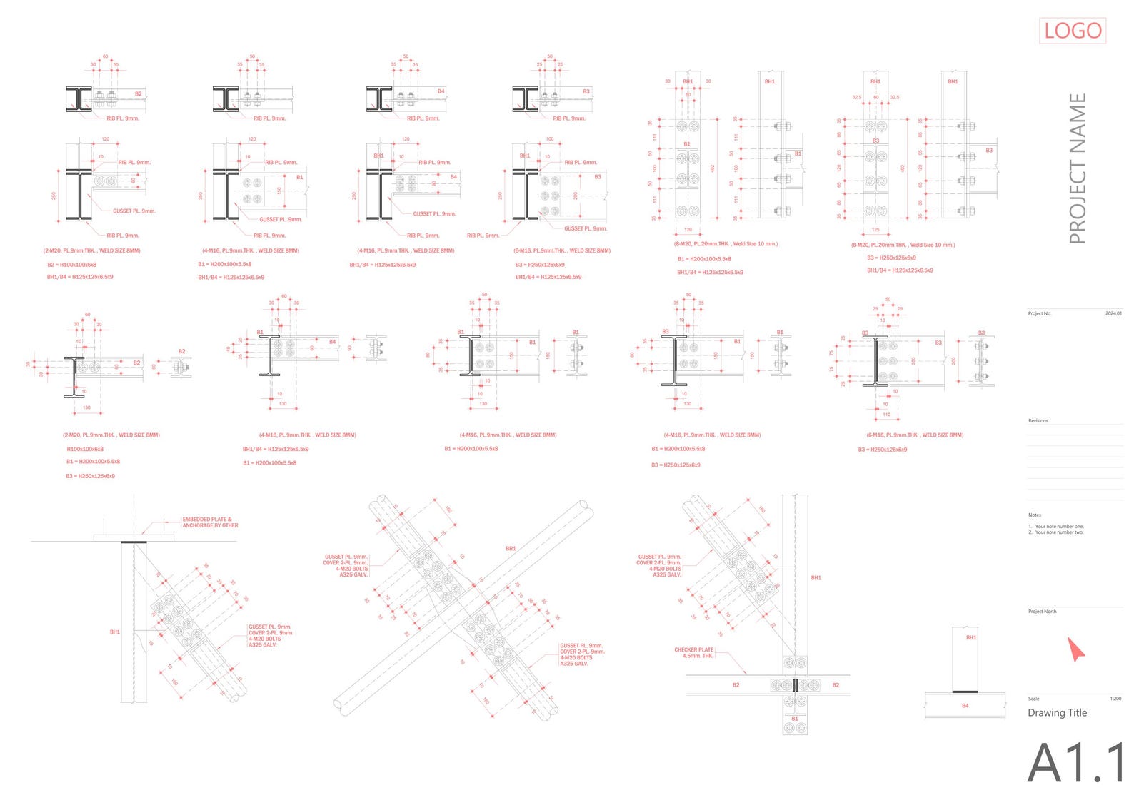 Steel Connection Detail - Structural Engineering Drawing - Etsy