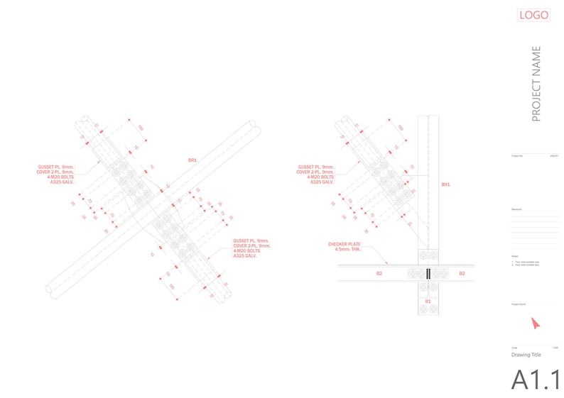 Steel Connection Detail - Structural Engineering Drawing - Etsy