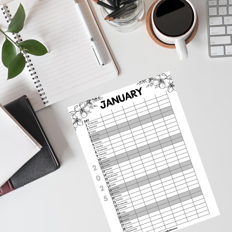 2025 Family Calendar | Families of 4, 5 and 6 | Minimalist Style | A4 ...