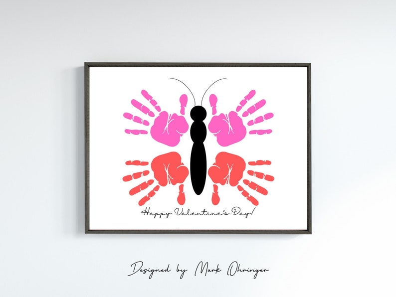 Valentines Day Handprint Butterfly Art Happy Valentine's Day DIY Craft ...