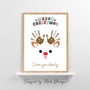 Christmas Deer Handprint Art Kid Antler Hand Print Reindeer DIY Gift ...