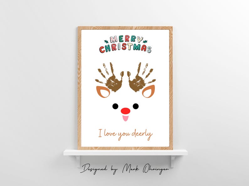Christmas Deer Handprint Art Kid Antler Hand Print Reindeer DIY Gift ...