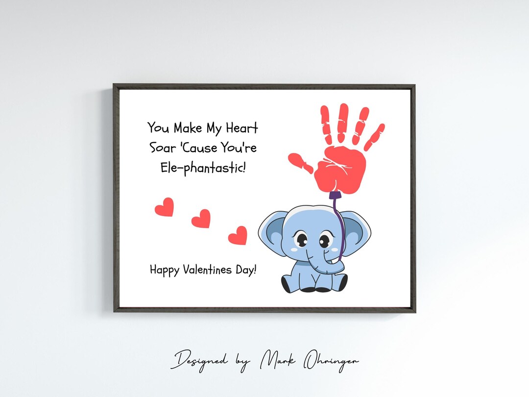 Valentines Day Handprint Craft Hand Print Elephant Art DIY Craft for ...