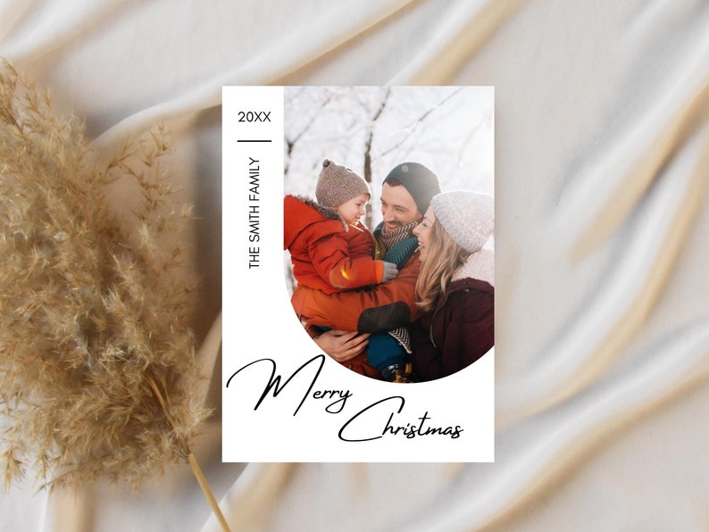 Editable Christmas Card Template, Personalized Holiday Photo Card ...