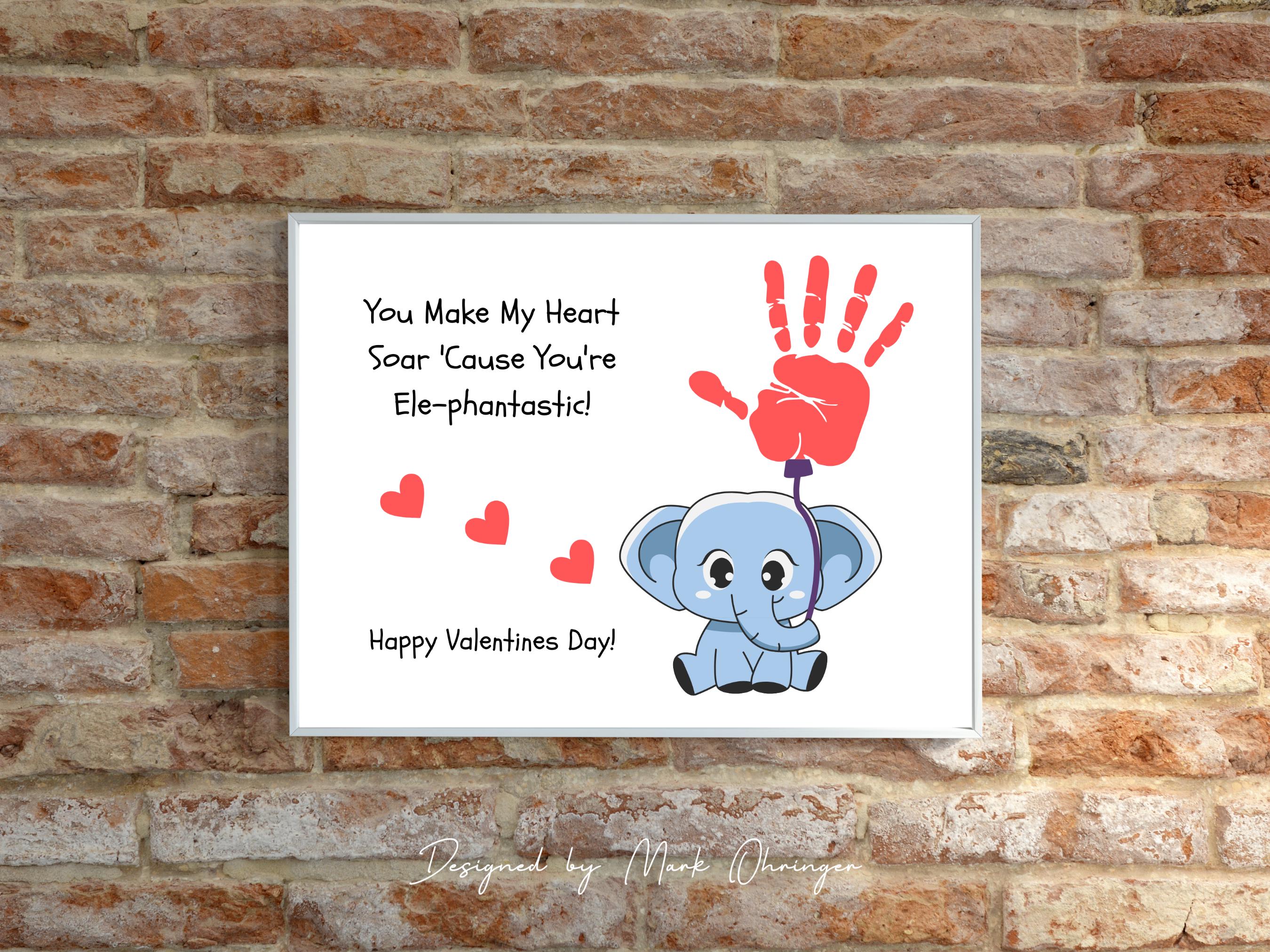 Valentines Day Handprint Craft Hand Print Elephant Art DIY Craft for ...