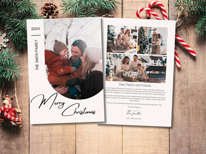 Editable Christmas Card Template, Personalized Holiday Photo Card ...