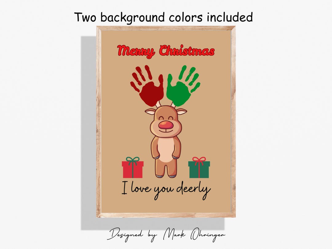 Christmas Deer Handprint Art DIY Kid Gift for Grandma Christmas ...