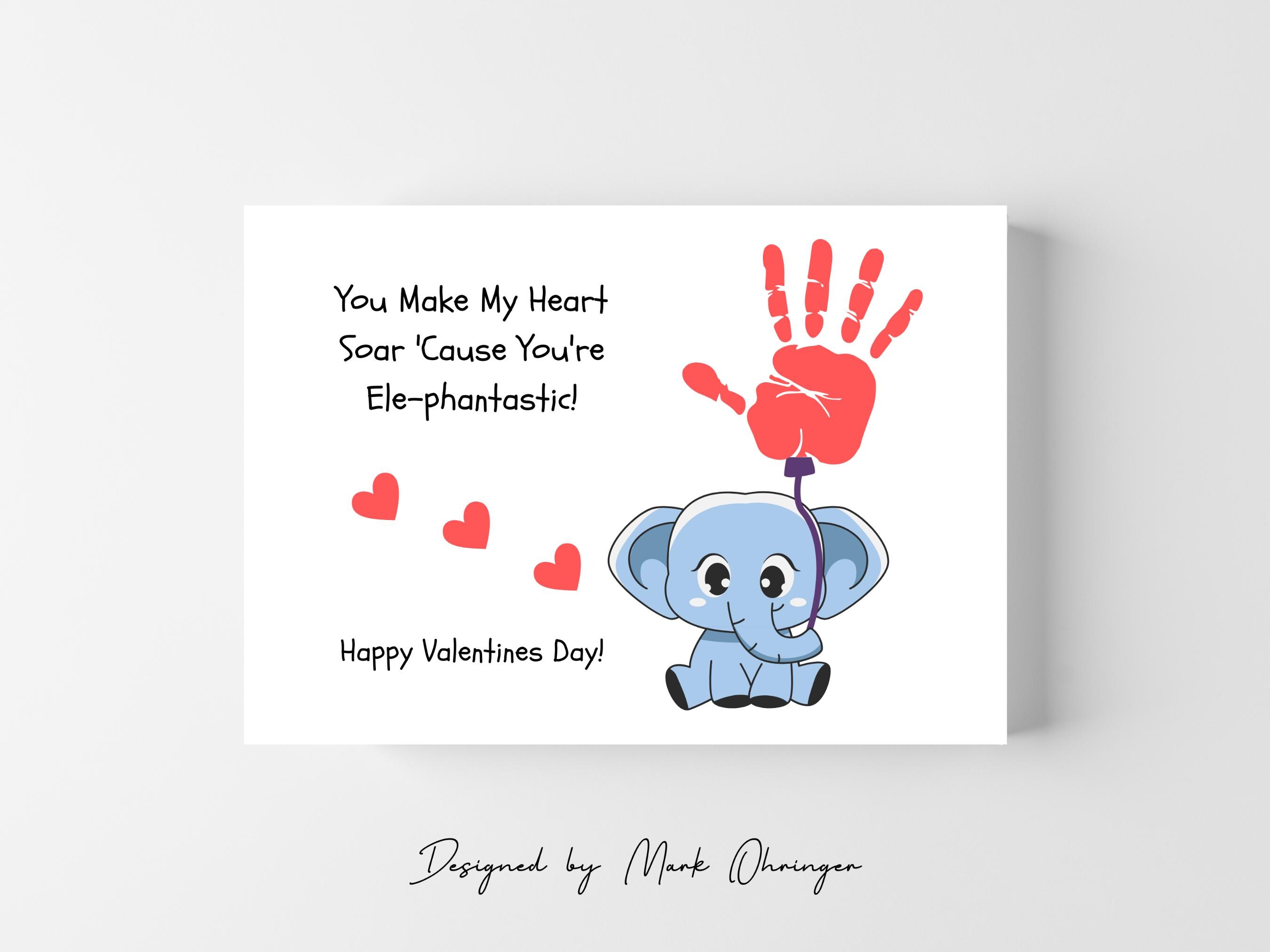Valentines Day Handprint Craft Hand Print Elephant Art DIY Craft for ...