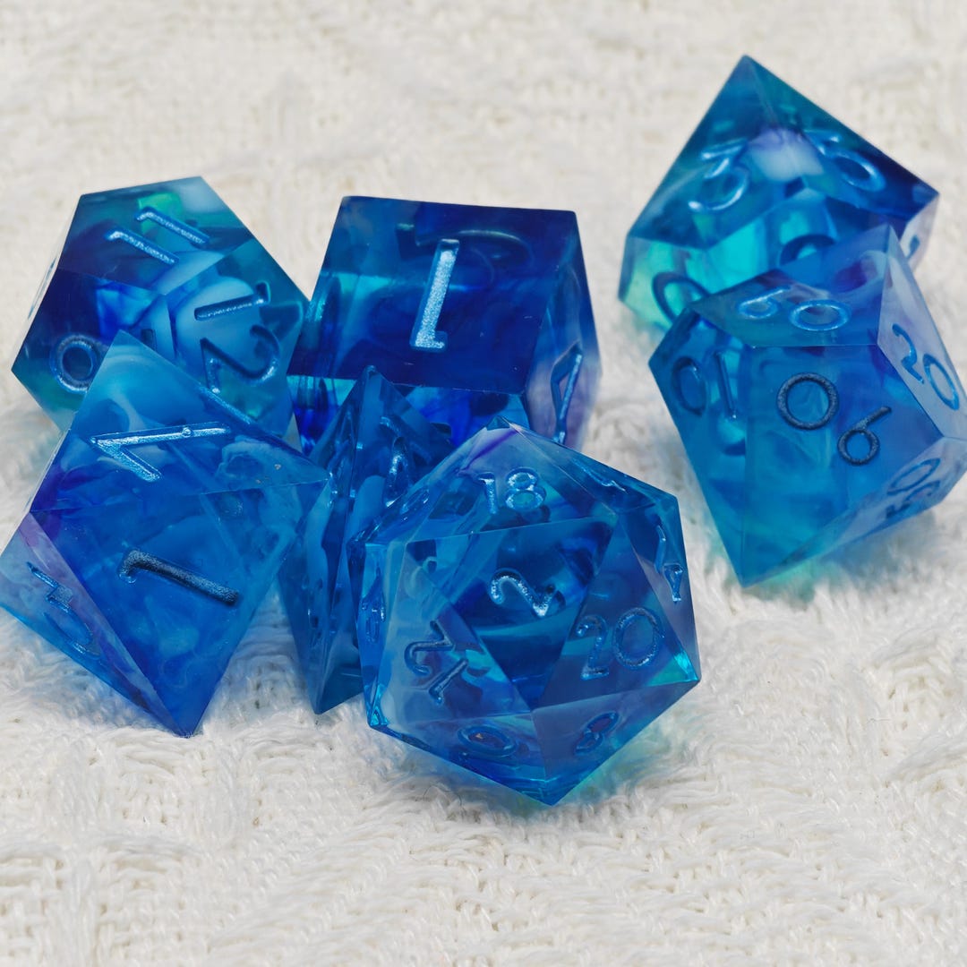 Blue DND D6, D20 Dice, Sharp Edge D&D Dice Full Set, Dungeons and ...