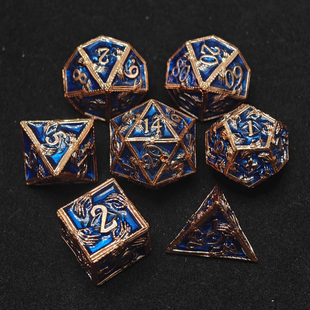 Steampunk Gear Metal Dnd Dice Set, 7 Piece Mechanical RPG Dice ...