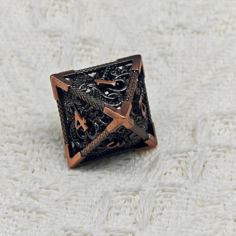 Obsidian Relic Metal Dice Set | Black-bronze Hollow Dnd Dice ...