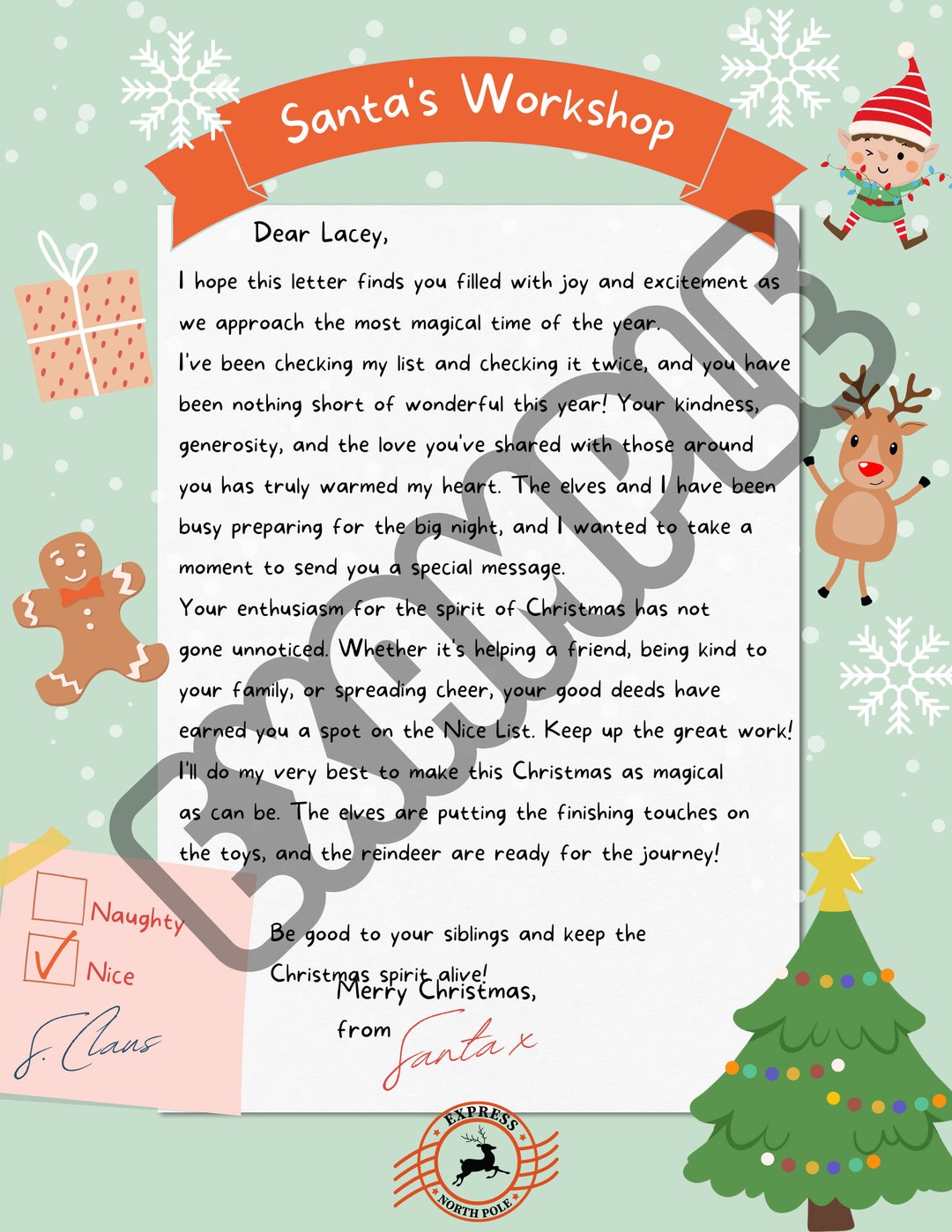 PERSONALIZED Santa Letter Customized Digital Download - Provide ...